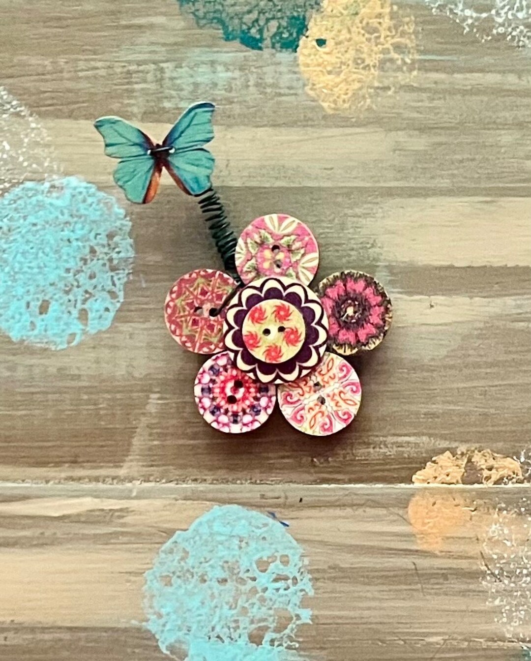 Mini Flower and Butterfly Button Magnet - Etsy