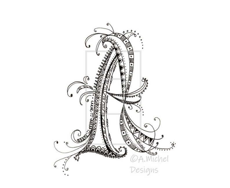 Fancy Alphabet A-Z Doodle Original Art Print | Etsy