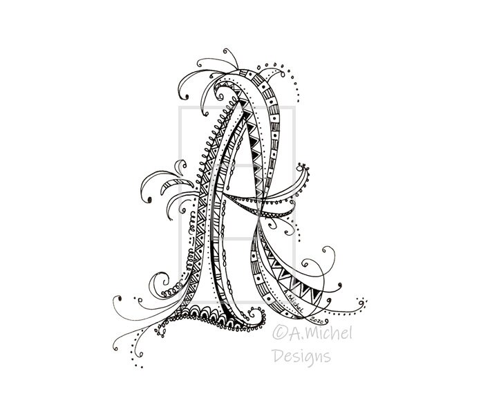 Fancy Alphabet A-Z Doodle Original Art Print - Etsy