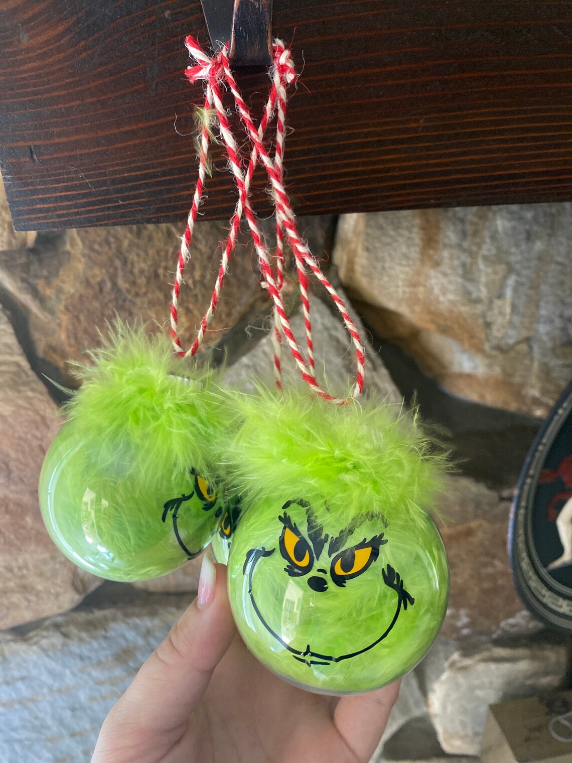 Fluffy Grinch Ornament - Etsy