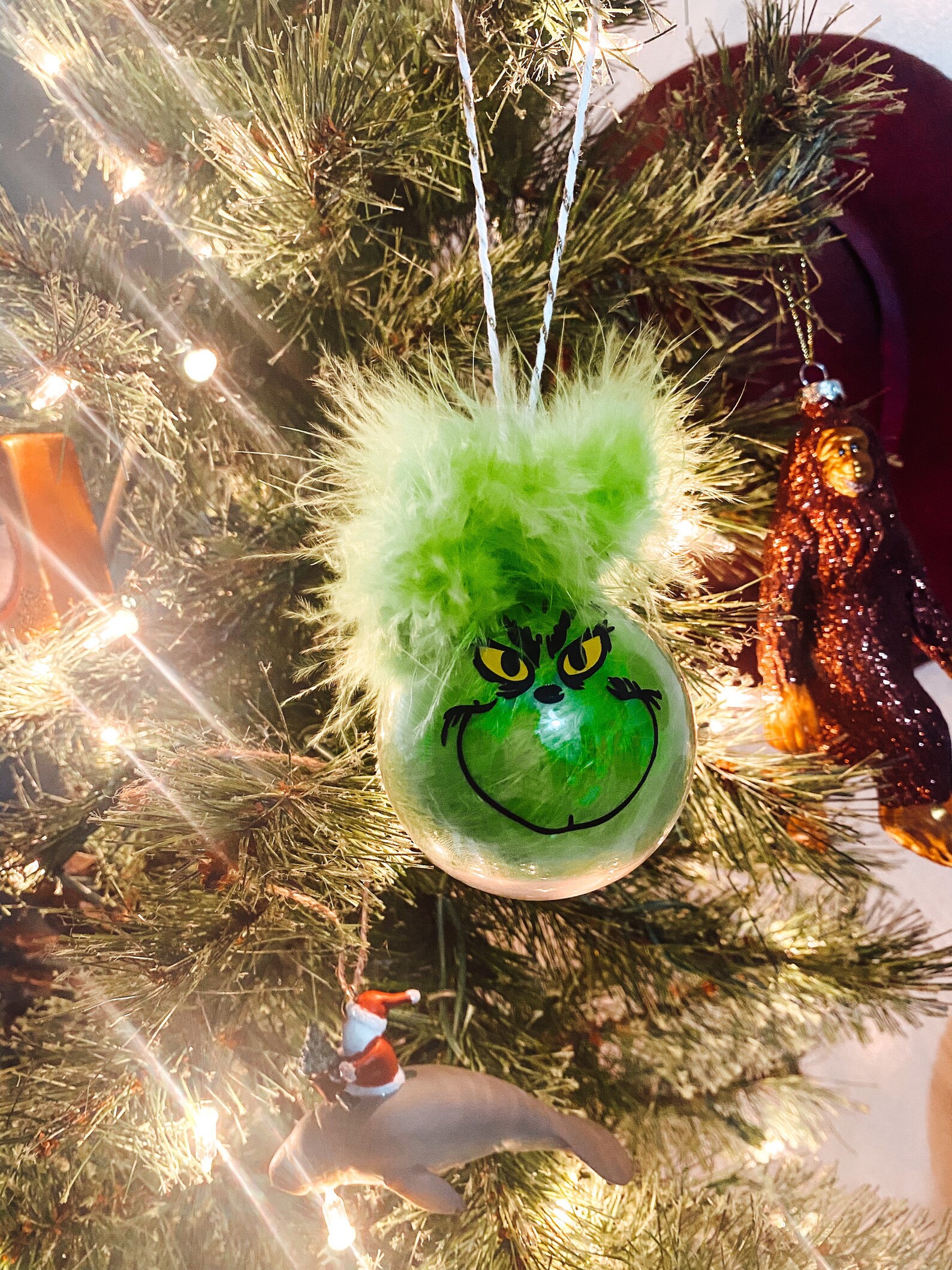 Fluffy Grinch Ornament - Etsy