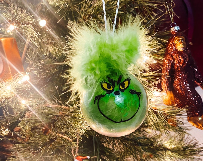 Fluffy Grinch Ornament - Etsy