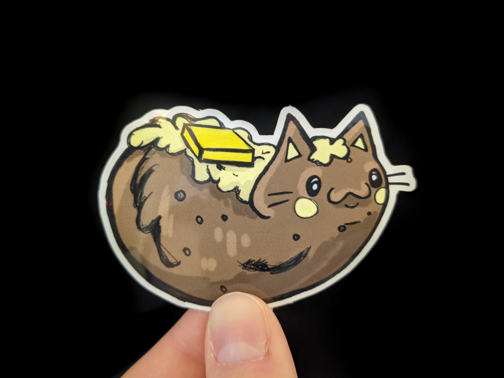 Cat Baked Potato Sticker Weather Proof & Dishwasher Safe | Etsy