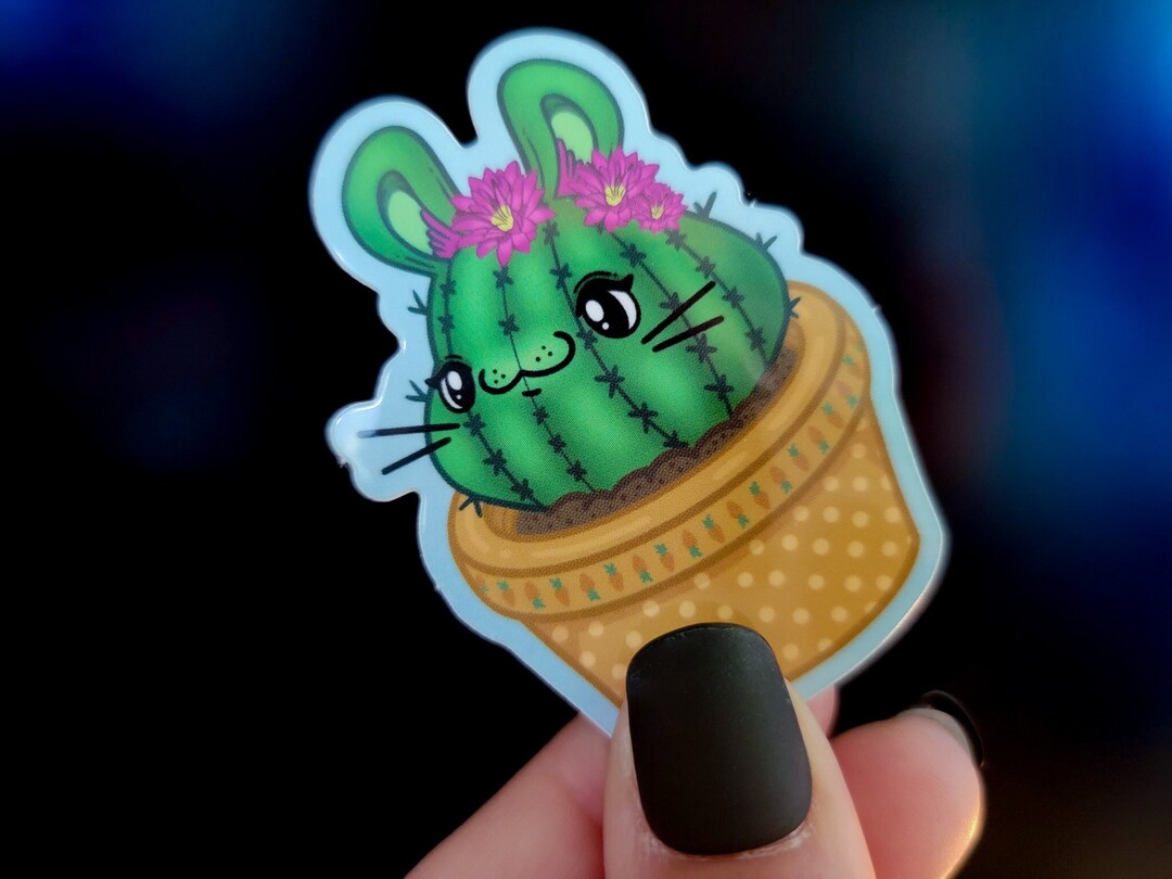 Blooming Cactus Bunny Planter Sticker| Weatherproof UV Resistant ...