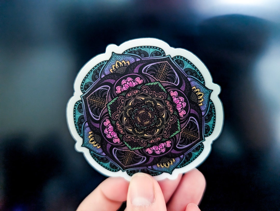Beautiful Botanical Rainbow Mandala Sticker (transparent ...