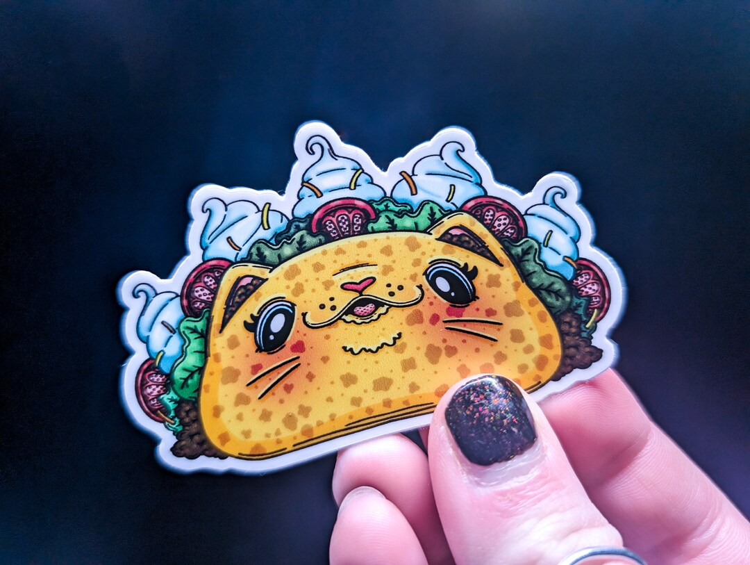 Taco Cat With Hella Sour Cream Sticker | Weatherproof| Dishwasher Safe ...