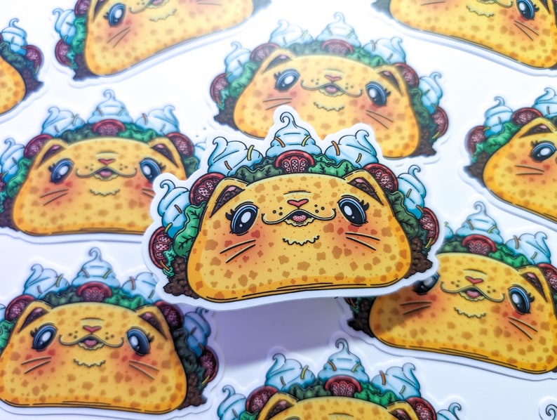 Taco Cat With Hella Sour Cream Sticker | Weatherproof| Dishwasher Safe ...