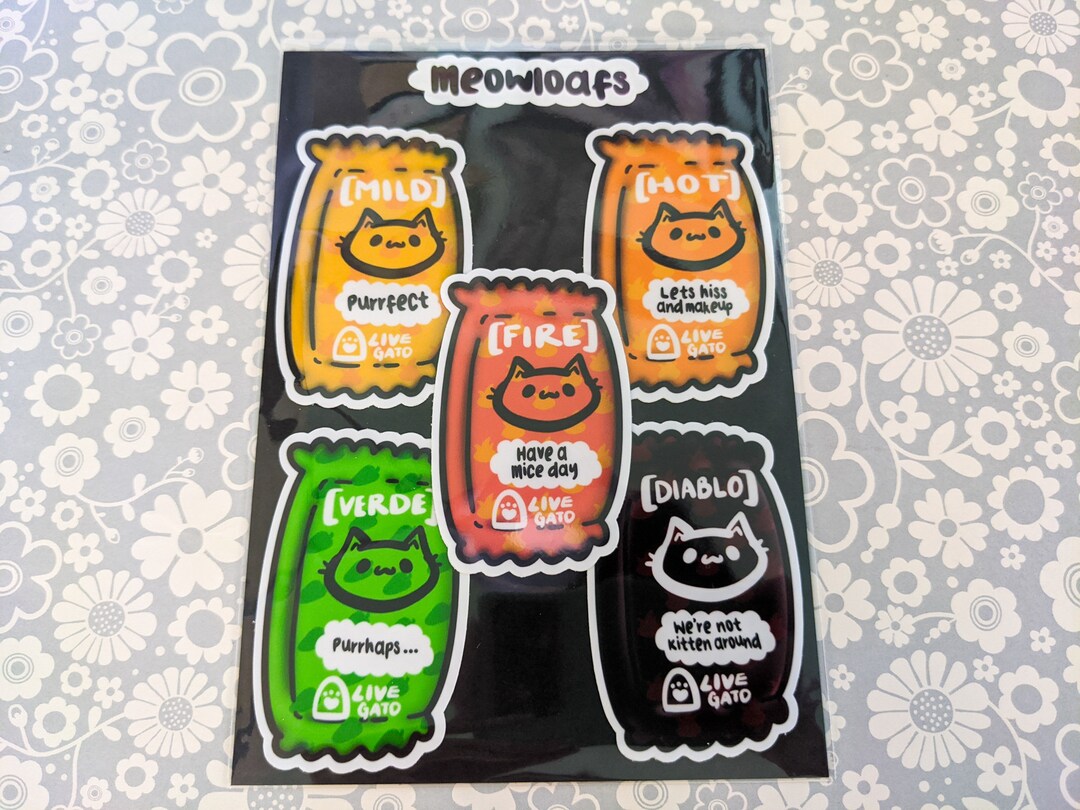 Taco Bell Inspired Hot Sauce Sticker Pack – Funny Cat Pun Parody ...