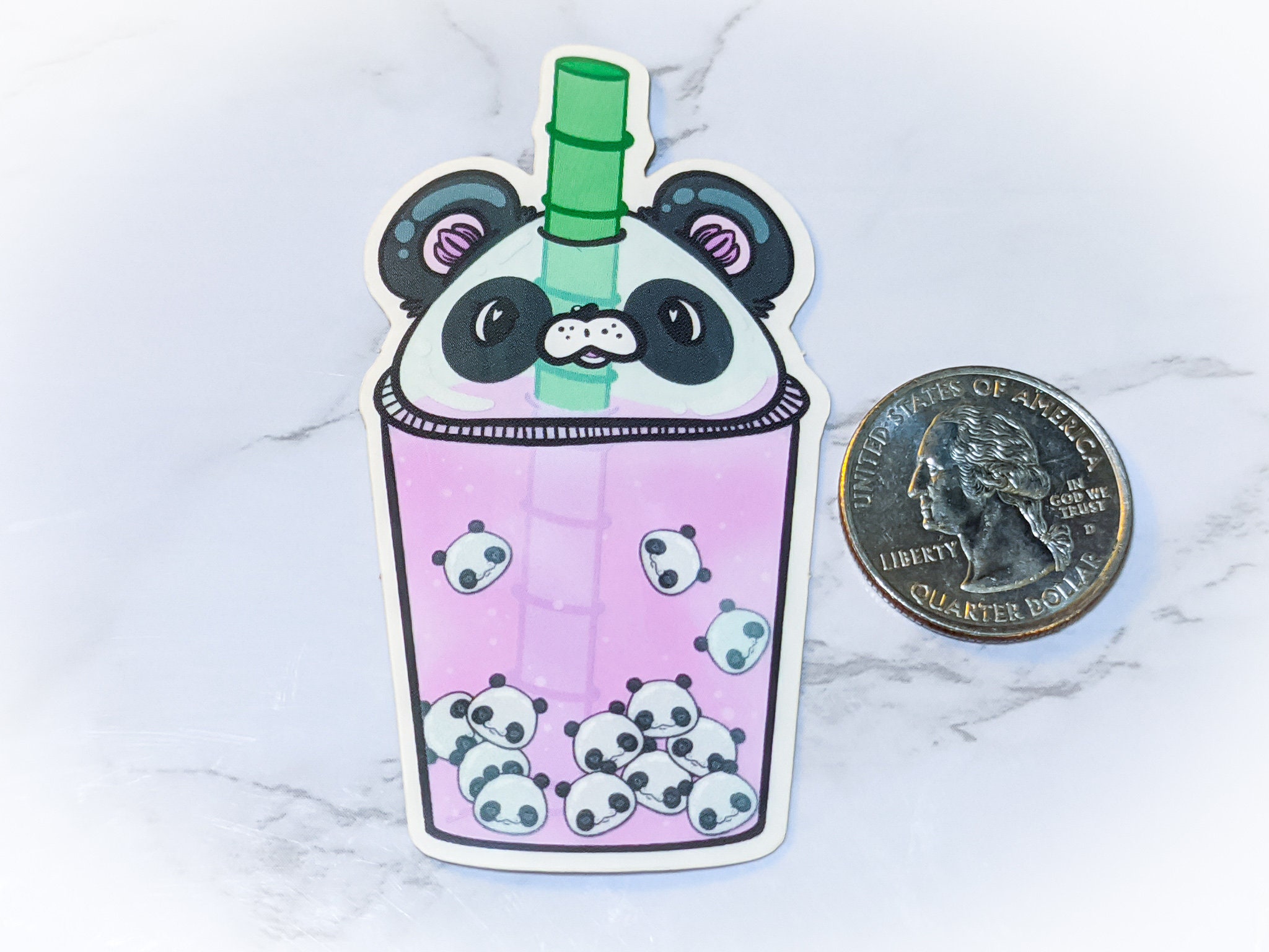 Panda Boba Bubble Tea with Bamboo Straw Clear Sticker | Etsy