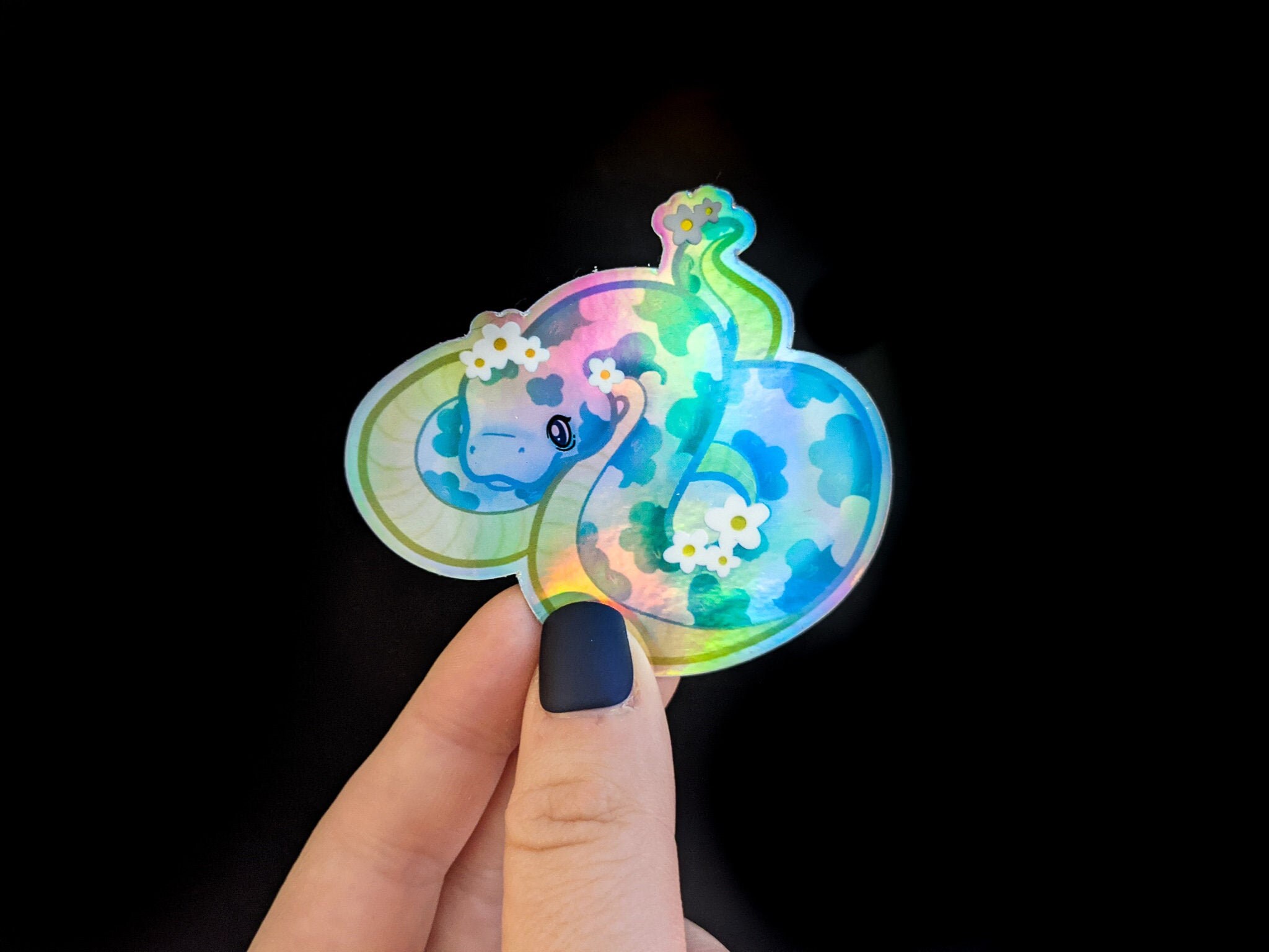 Daisy Snake Holographic Sticker Waterproof and Dishwasher | Etsy