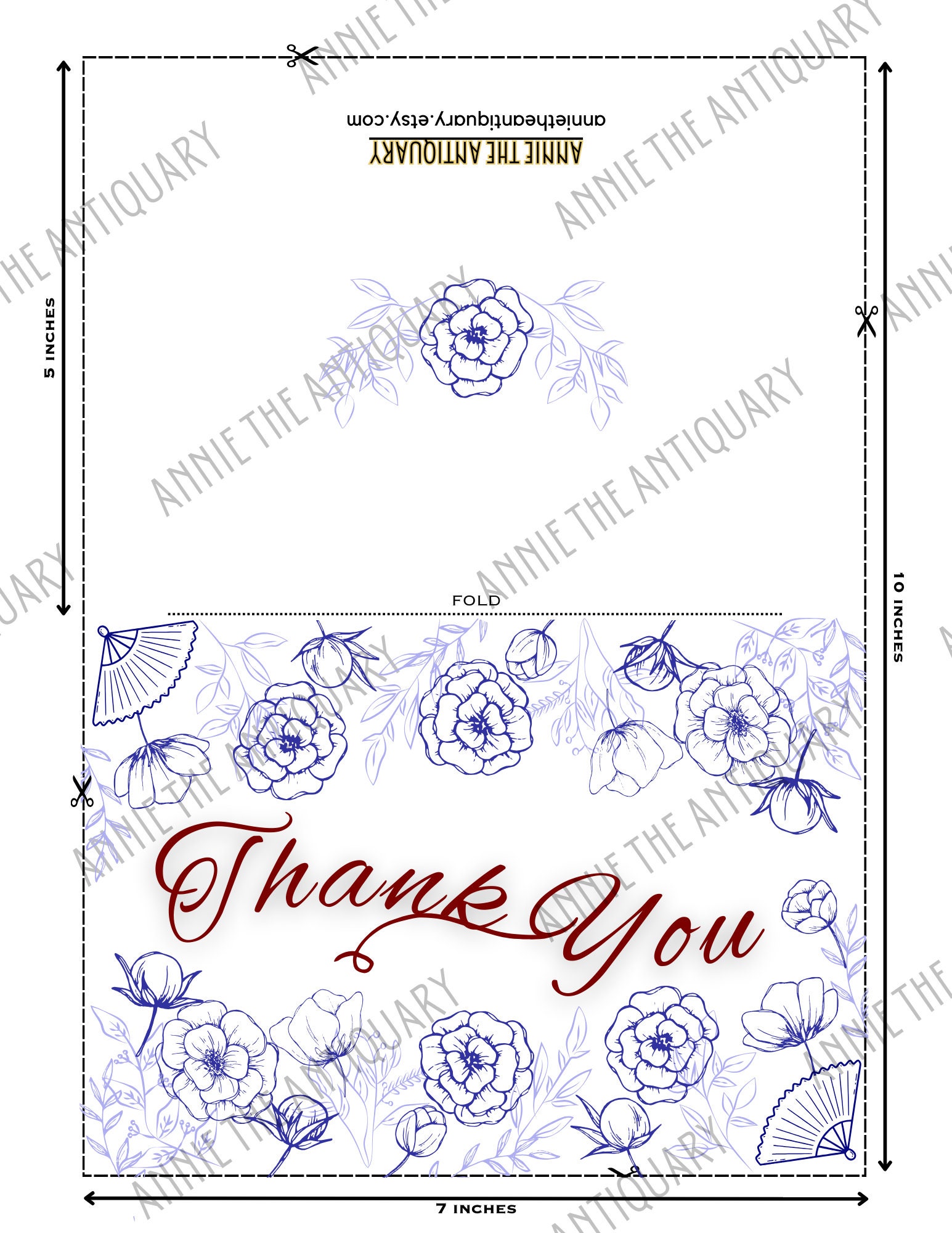 China Pattern thank You Card Digital Download - Etsy