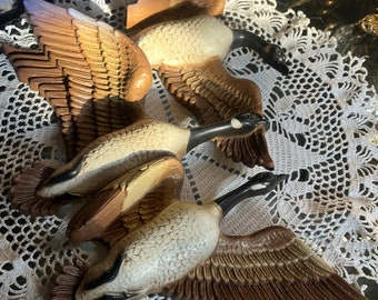 Set of Three Brass Flying Geese Wall Hangings / Duck Wall Decor / Bird ...