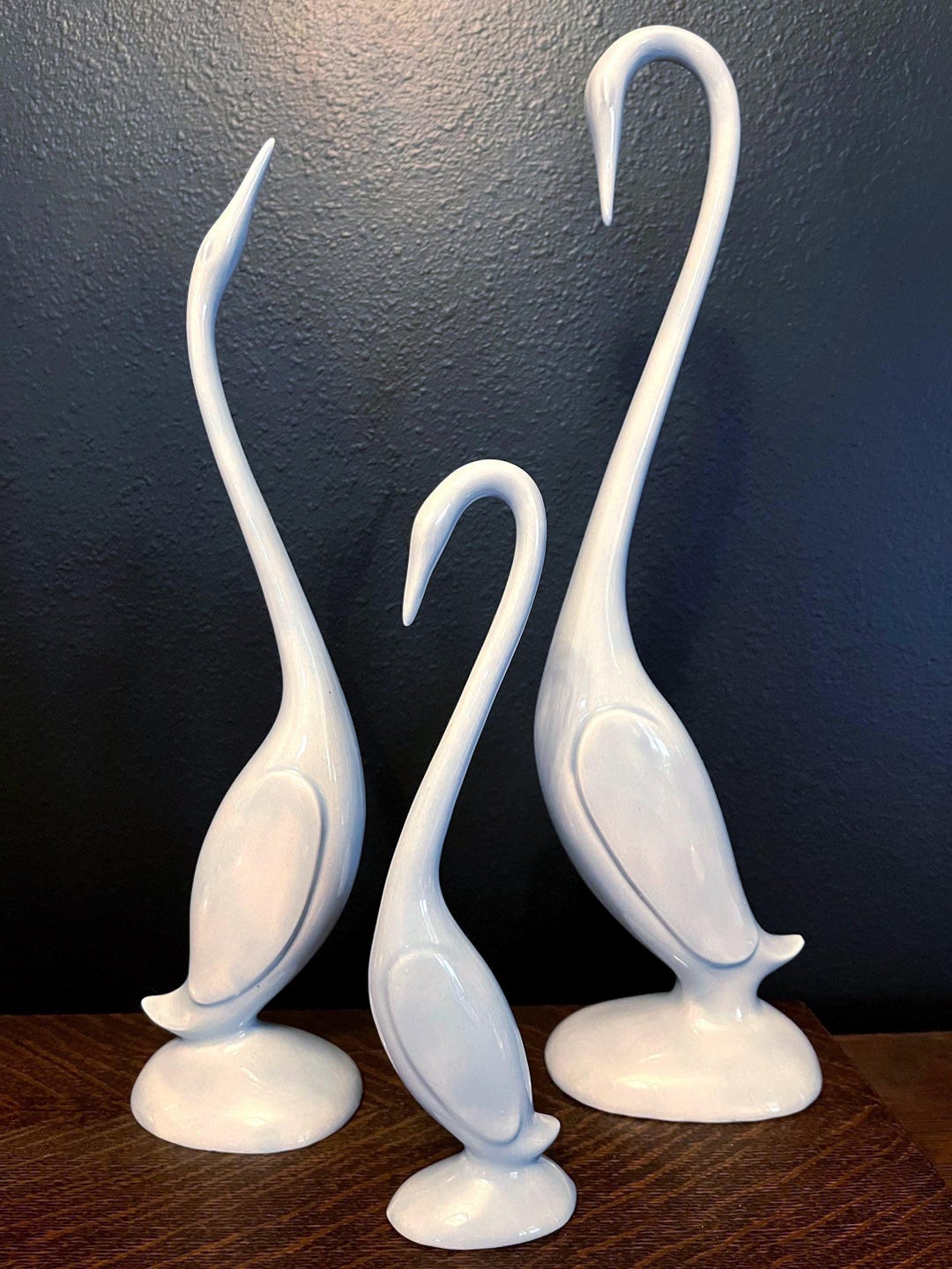 Ceramic Long Neck Cranes Set of 3 - Etsy
