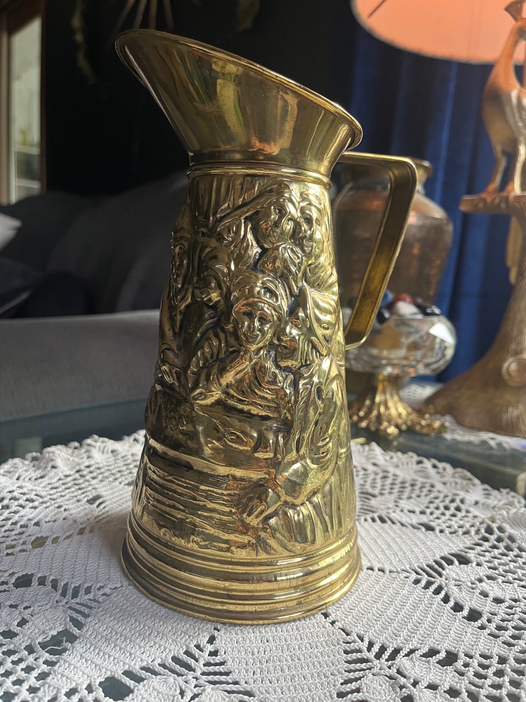 Peerage Brass Repousse Pitcher - Etsy
