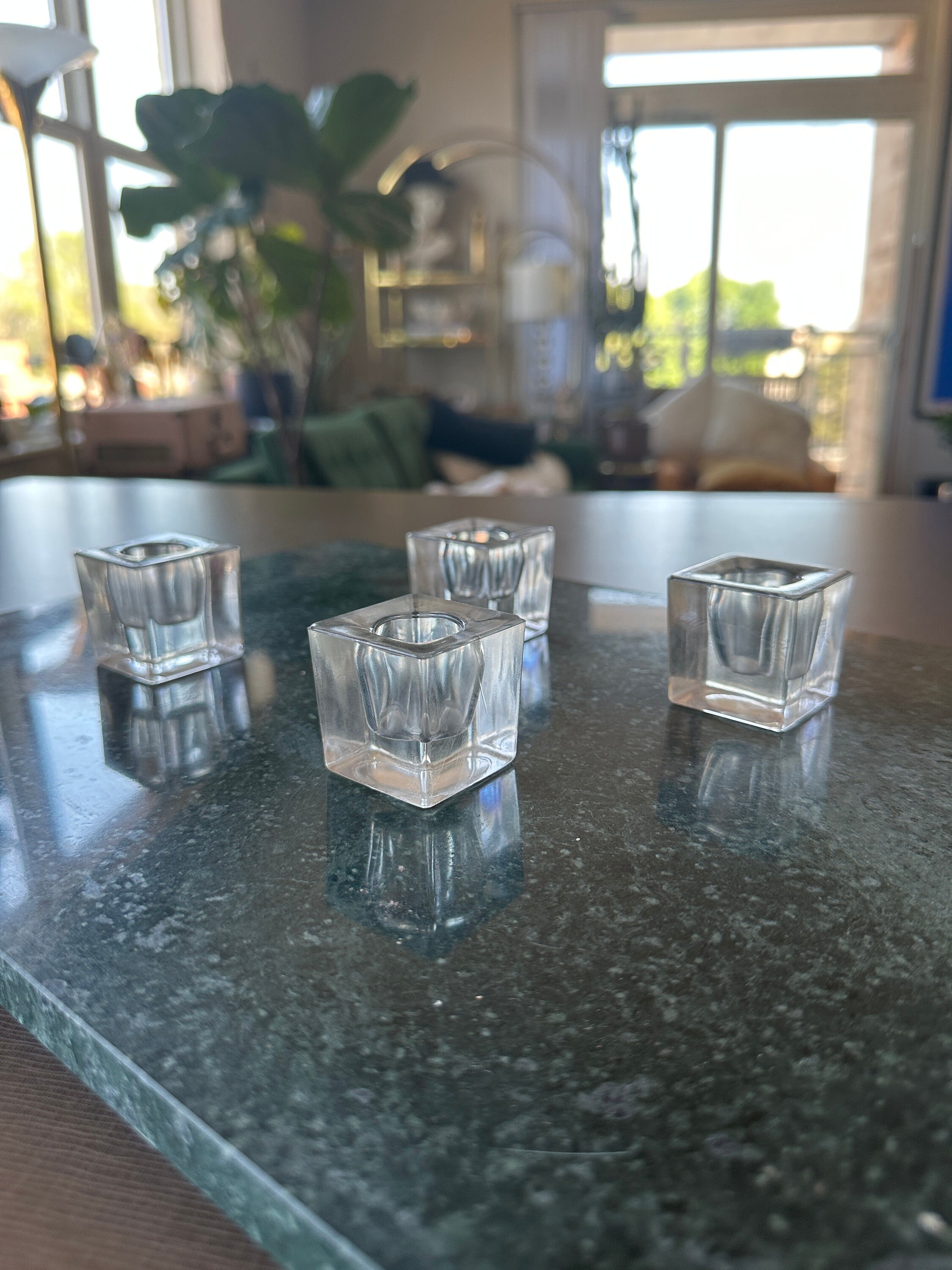 Vintage 1980's Blenko Ice Cube Candlestick Holders Set of 4 - Etsy