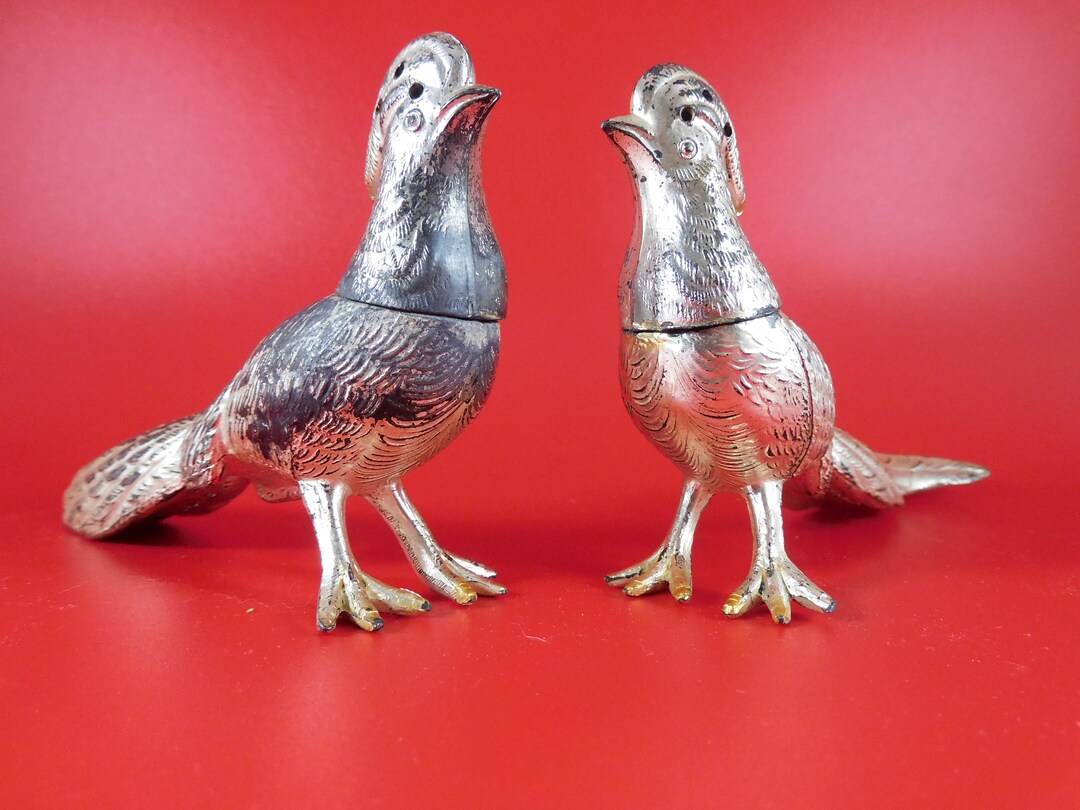 SILVER PEACOCK Salt and Pepper Shakers - Etsy