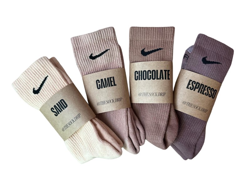 4 Pack Earth Tones Solid Dye Crew Socks - Etsy