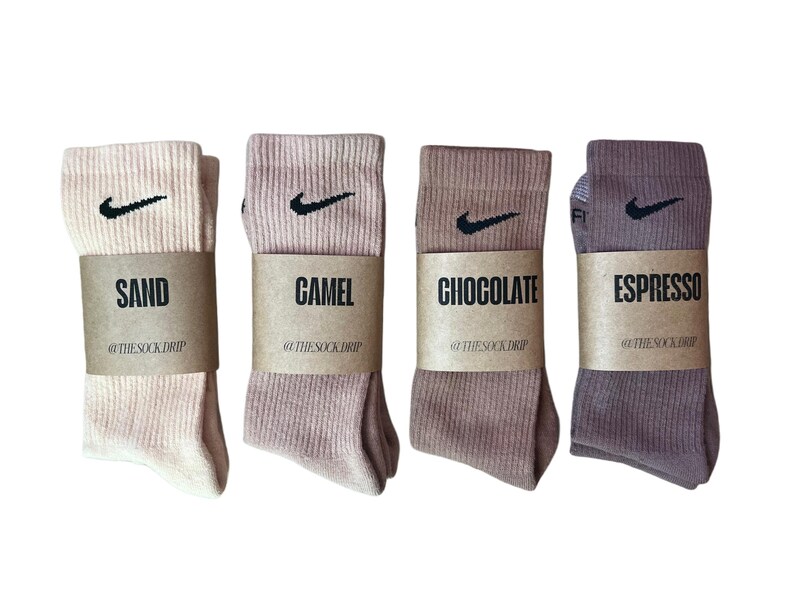 4 Pack Earth Tones Solid Dye Crew Socks - Etsy
