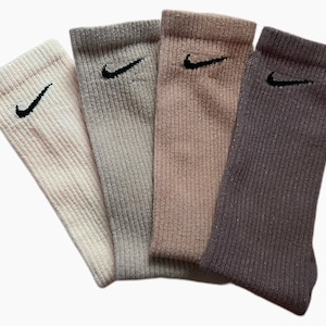 4 Pack Earth Tones Solid Dye Crew Socks - Etsy