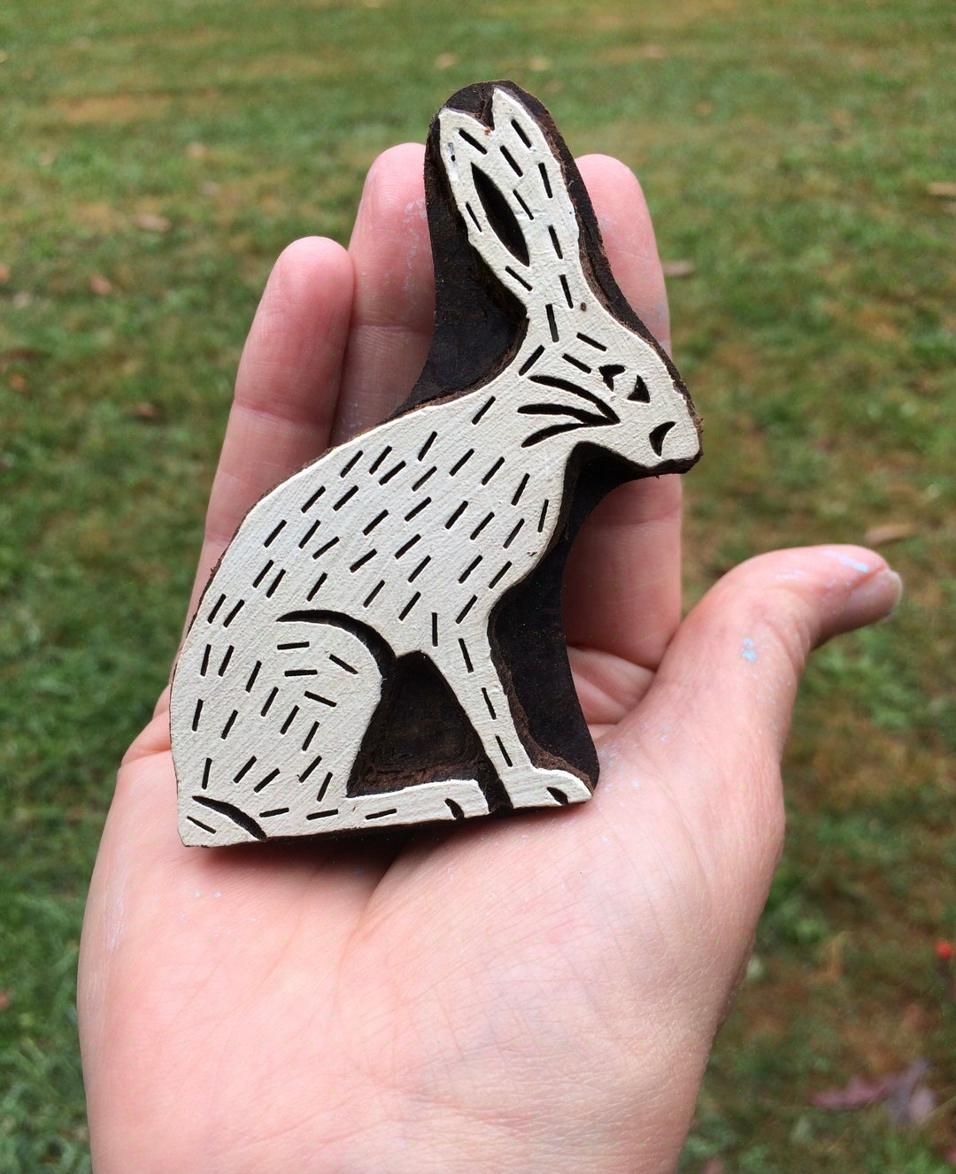 SITTING HARE Stamp Hand Carved Wood Stamp Indian Wood Printing Block ...