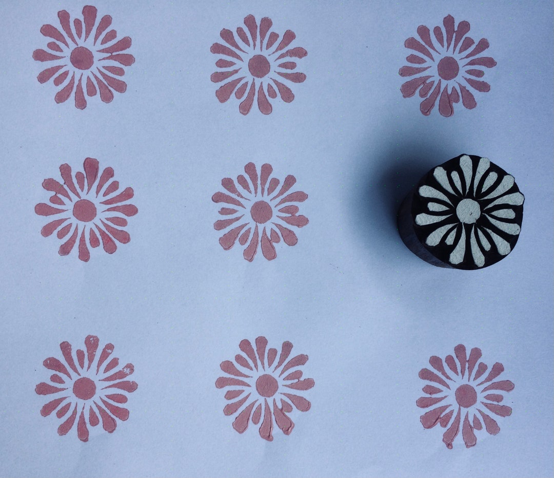 Daisy Flower Stamp Hand Carved Wood Stamp Indian Wood Printing ...