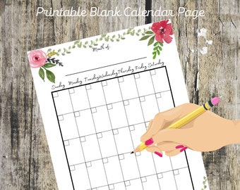 Printable Star Design Blank Calendar Template - Etsy
