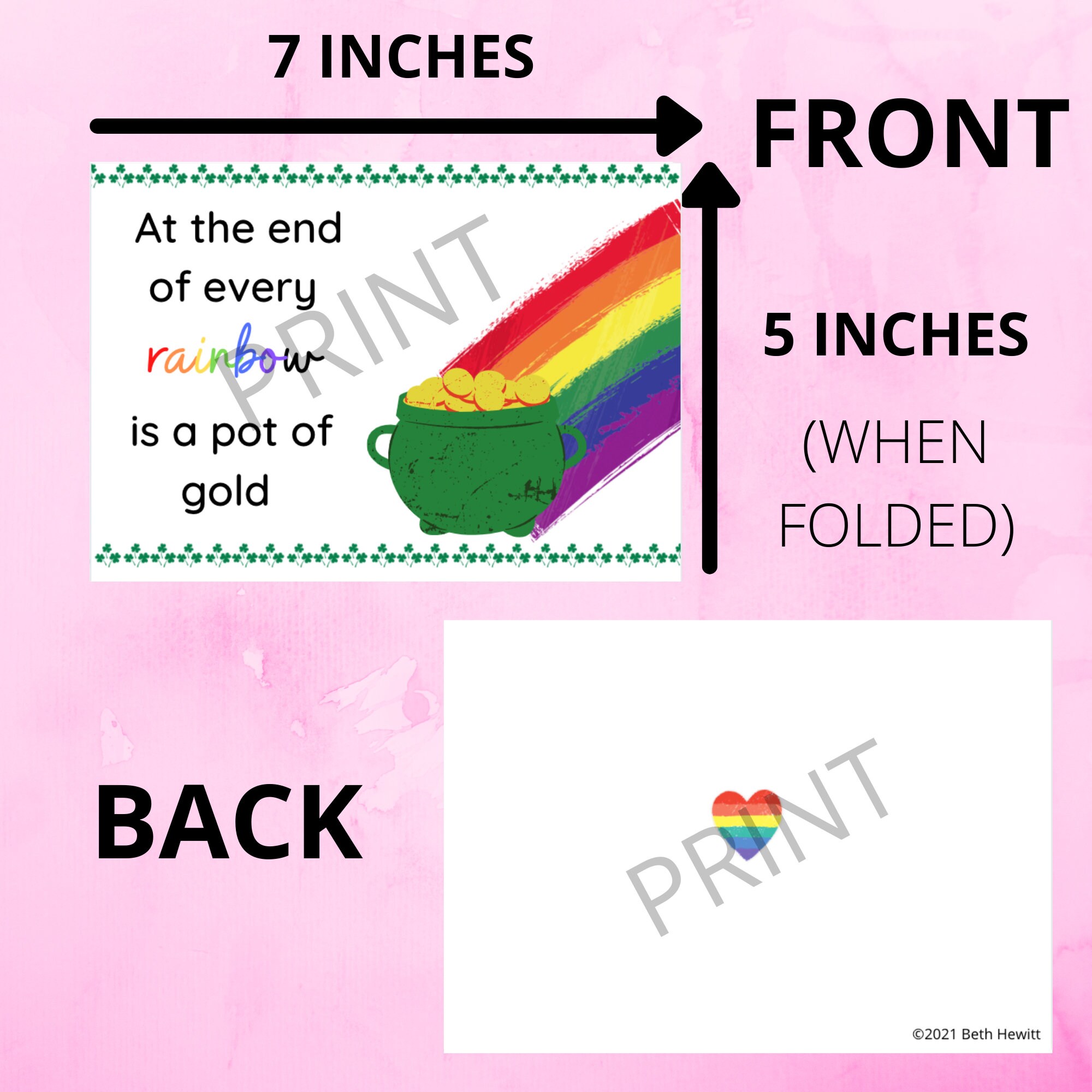 Printable Pot of Gold 5x7 Card - Etsy