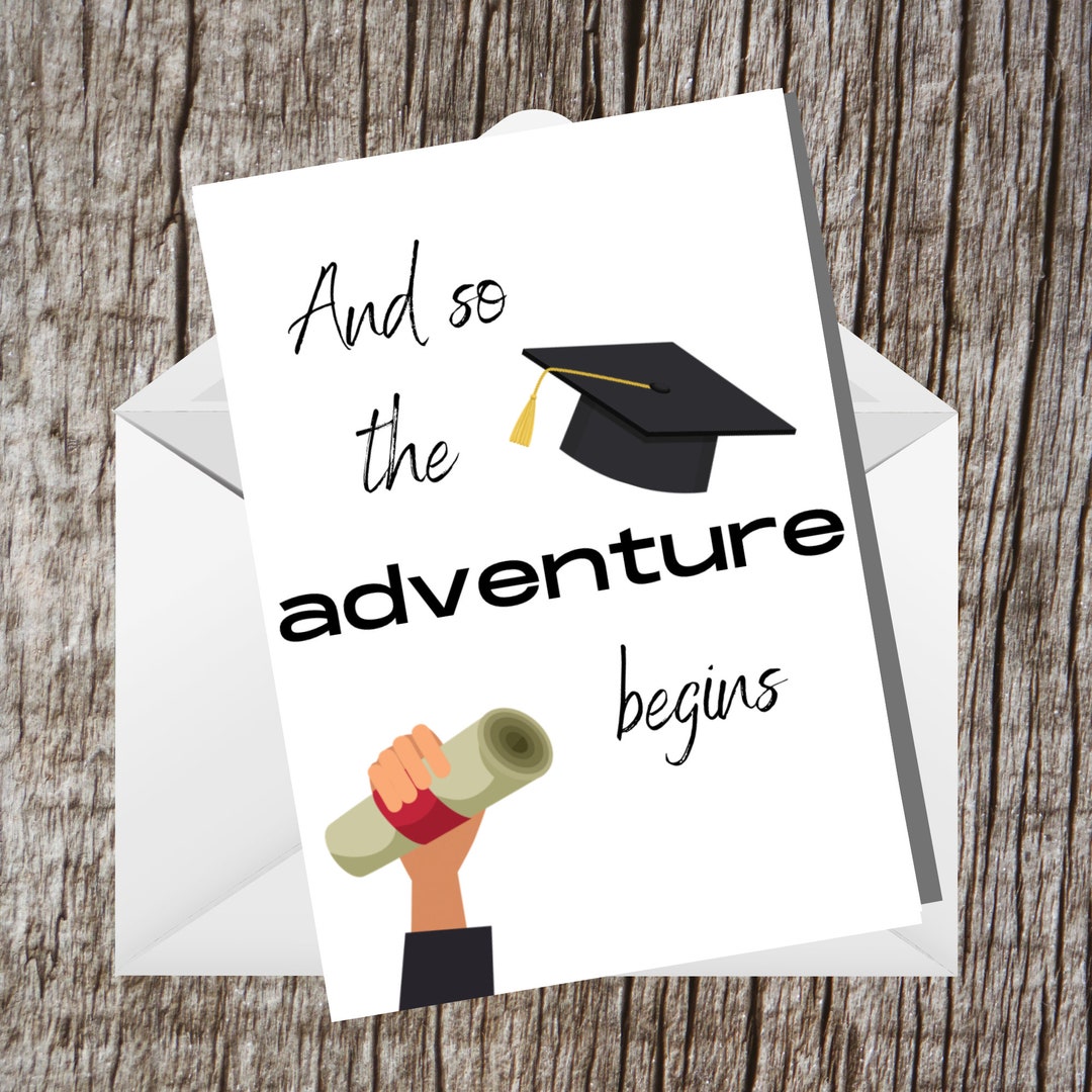 Printable and so the Adventure Begins Graduation 5x7 Card - Etsy