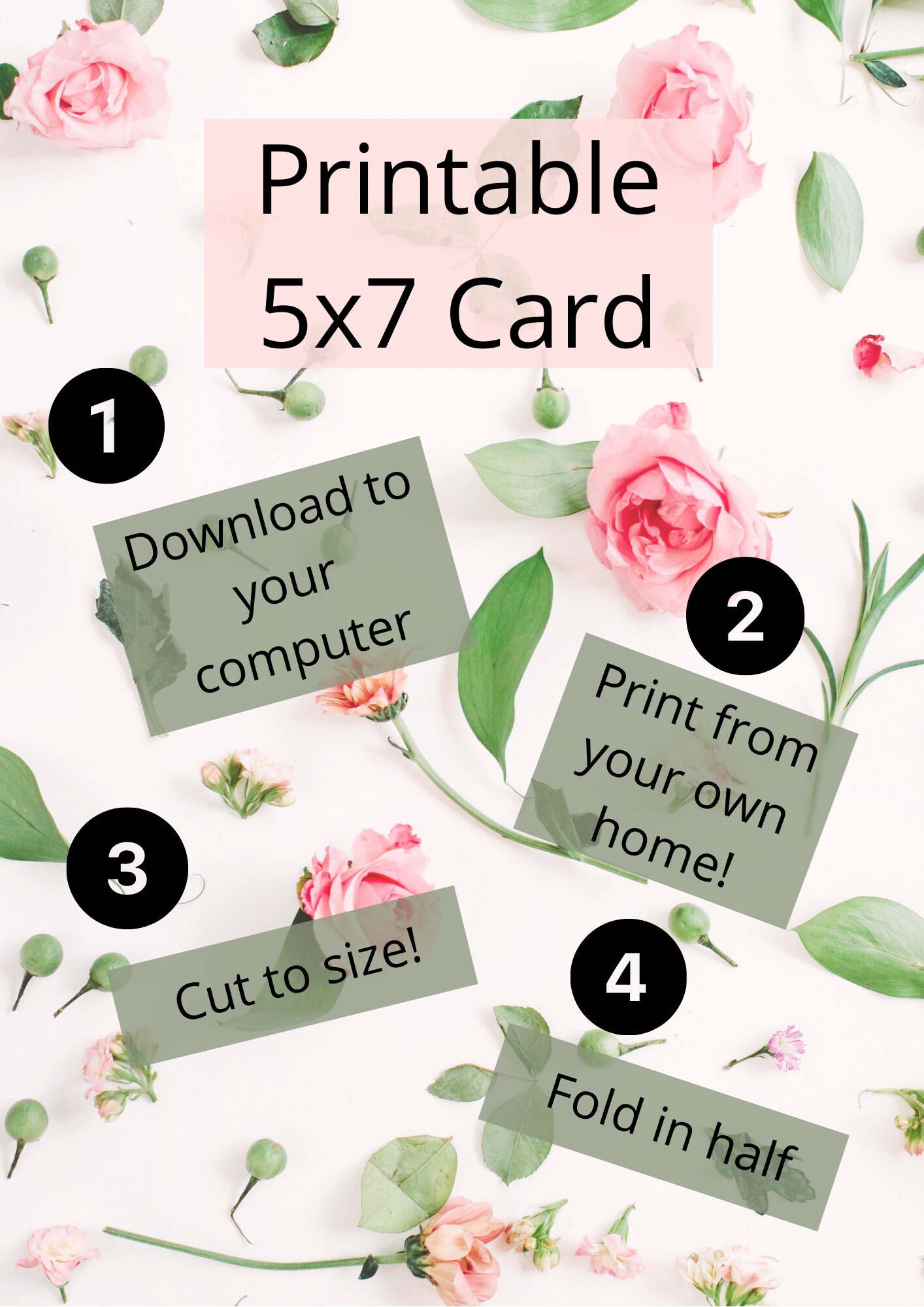 Printable Flower Bouquet Happy Valentine's Day 5x7 Card - Etsy