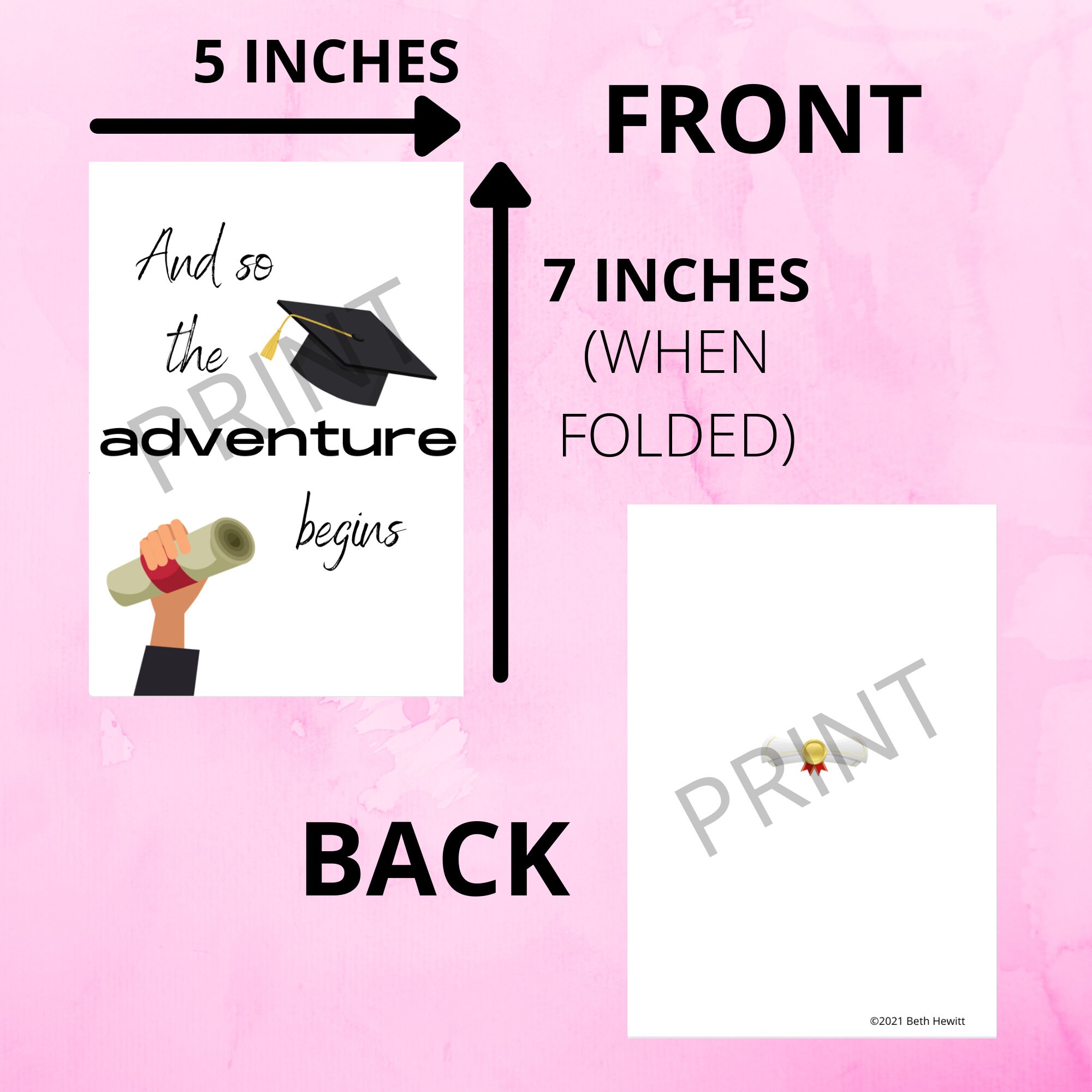 Printable and so the Adventure Begins Graduation 5x7 Card - Etsy