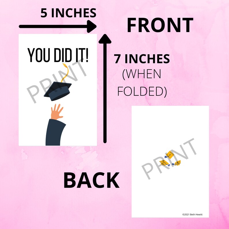 Printable You Did It! Graduation 5x7 Card - Etsy Australia