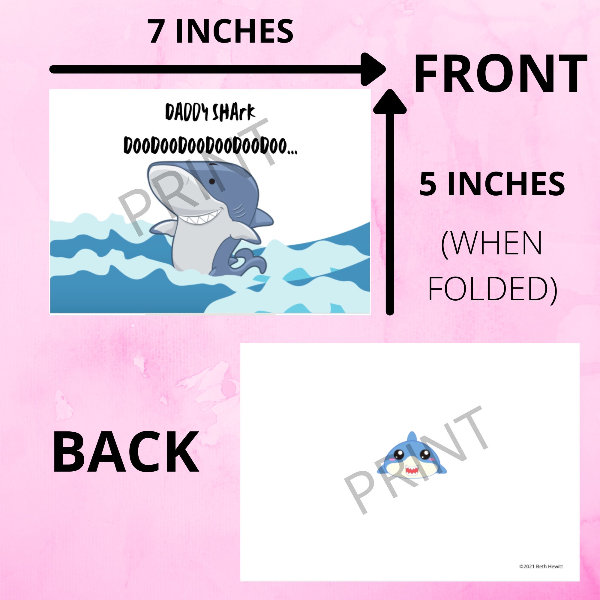 Printable Daddy Shark Father's Day 5x7 Card - Etsy