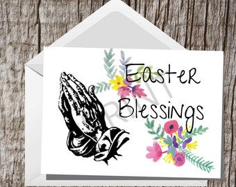 Easter Blessings Printable Card Religious Easter Card Cross Print at ...