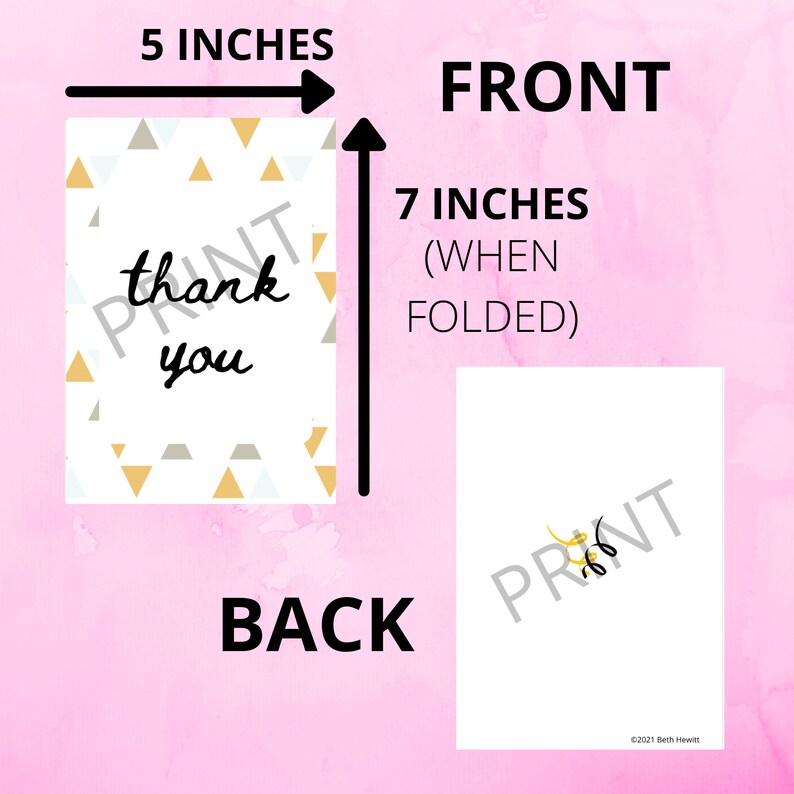 Printable Thank You 5x7 Card Triangle Design - Etsy