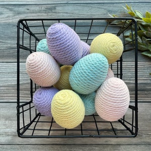 Pastel Easter Eggs | Macrame Eggs | Easter Spring Tiered Tray Decor | Farmhouse Easter Eggs - Etsy