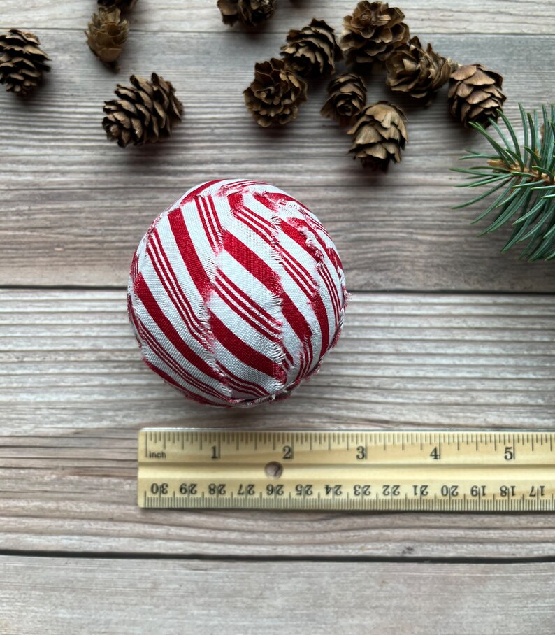 Candy Cane Rag Balls Rustic Candy Cane Christmas Bowl Filler - Etsy