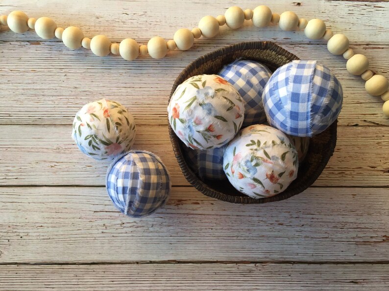 Rustic Spring Rag Ball Spring Bowl Filler Gingham Decor | Etsy