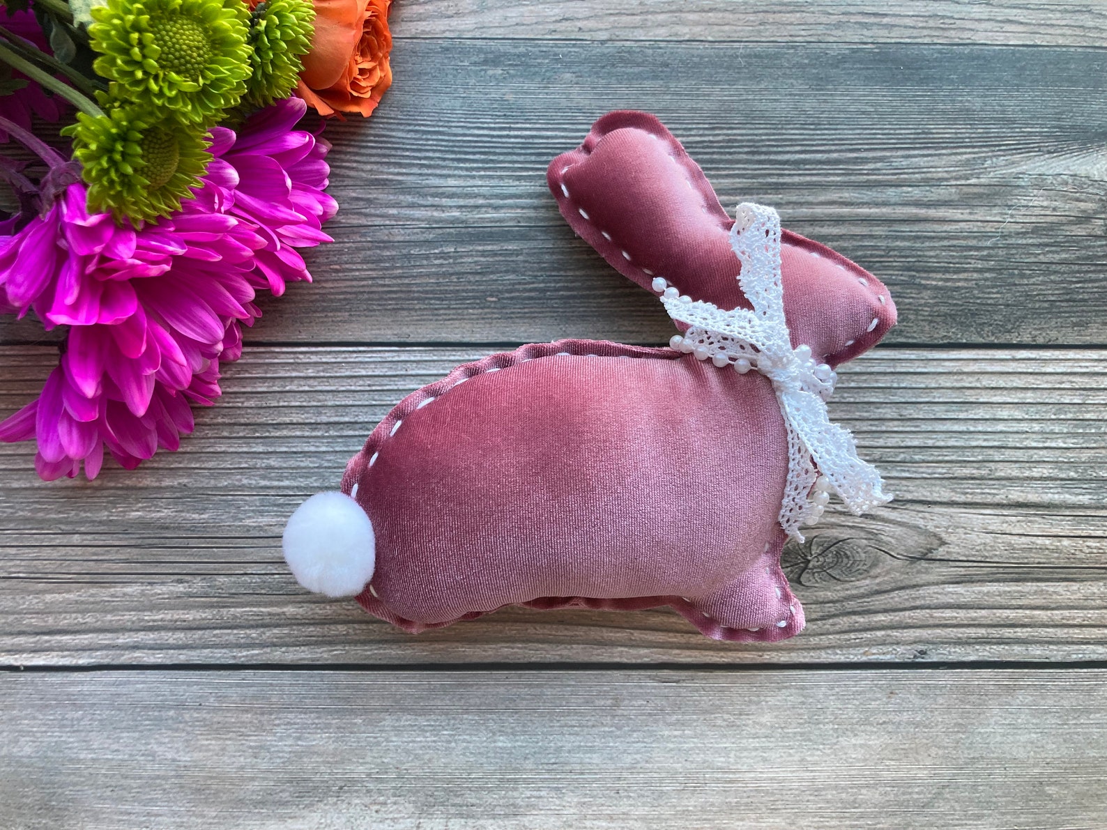 Fancy Bunnies Farmhouse Bunny Velvet Bunny Pink Easter | Etsy