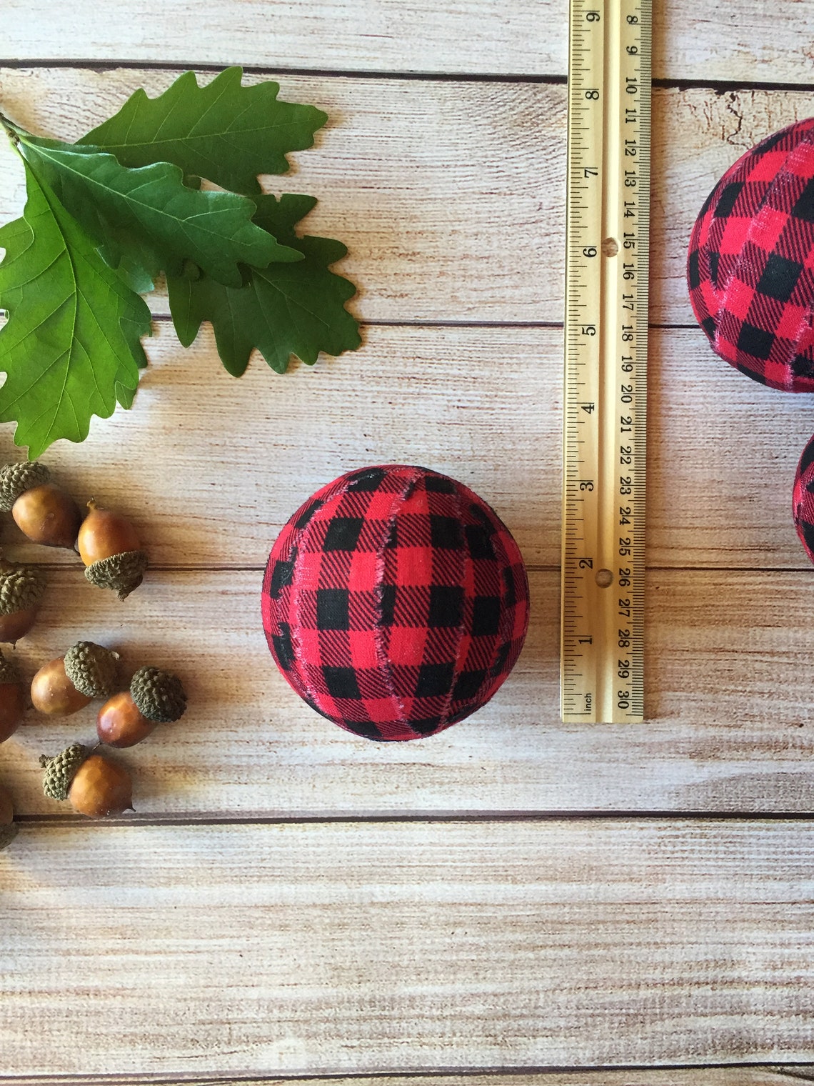 Red Buffalo Check Rag Balls Red Buffalo Plaid Tiered Tray | Etsy