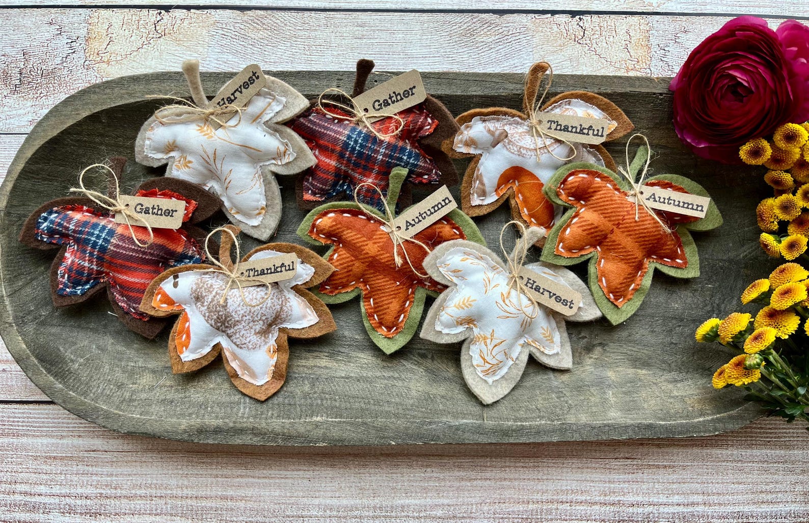 Rustic Autumn Felt Leaves for Tiered Trays, Primitive Fall Decor ...