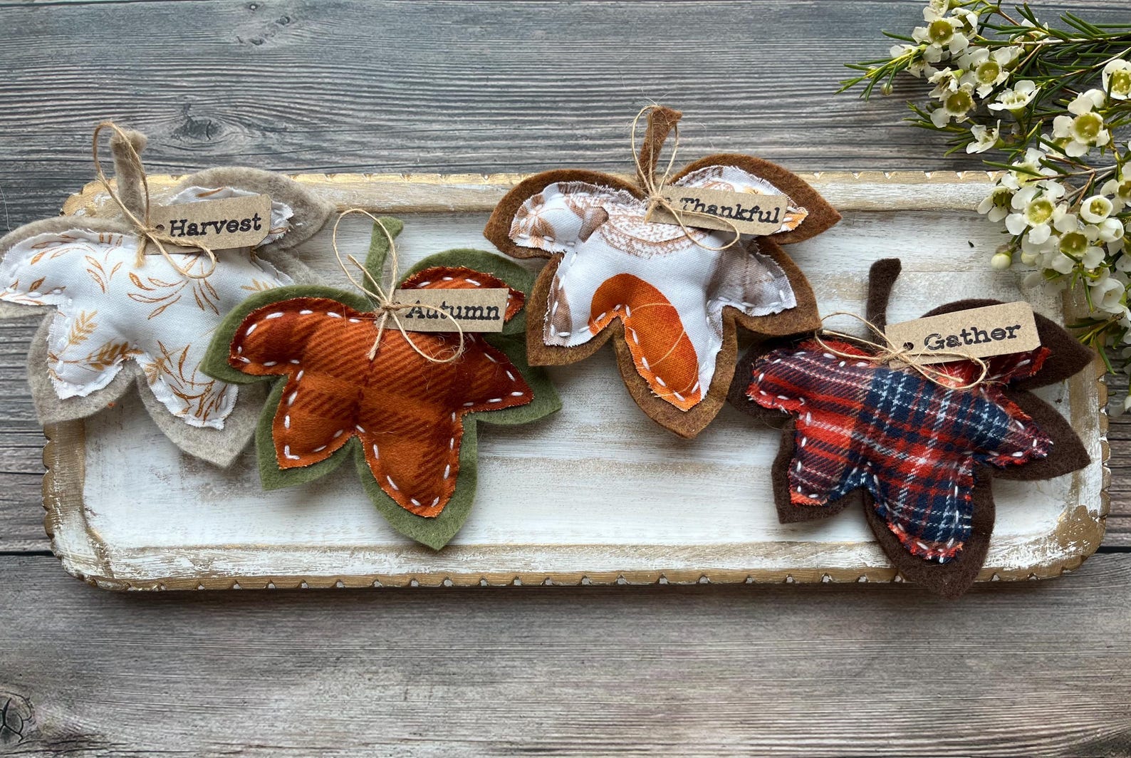 Rustic Autumn Felt Leaves for Tiered Trays, Primitive Fall Decor ...