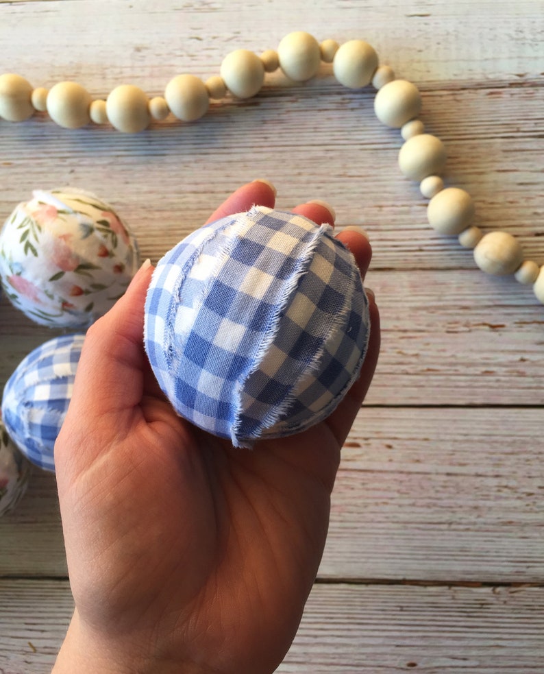 Rustic Spring Rag Ball Spring Bowl Filler Gingham Decor | Etsy