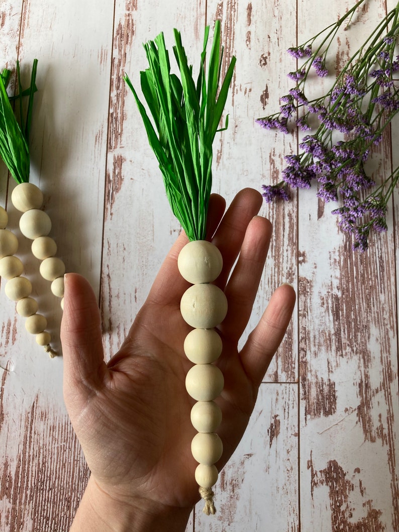 Wood Bead Carrot Farmhouse Carrots Primitive Easter Decor | Etsy