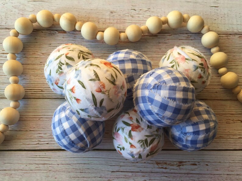 Rustic Spring Rag Ball Spring Bowl Filler Gingham Decor | Etsy