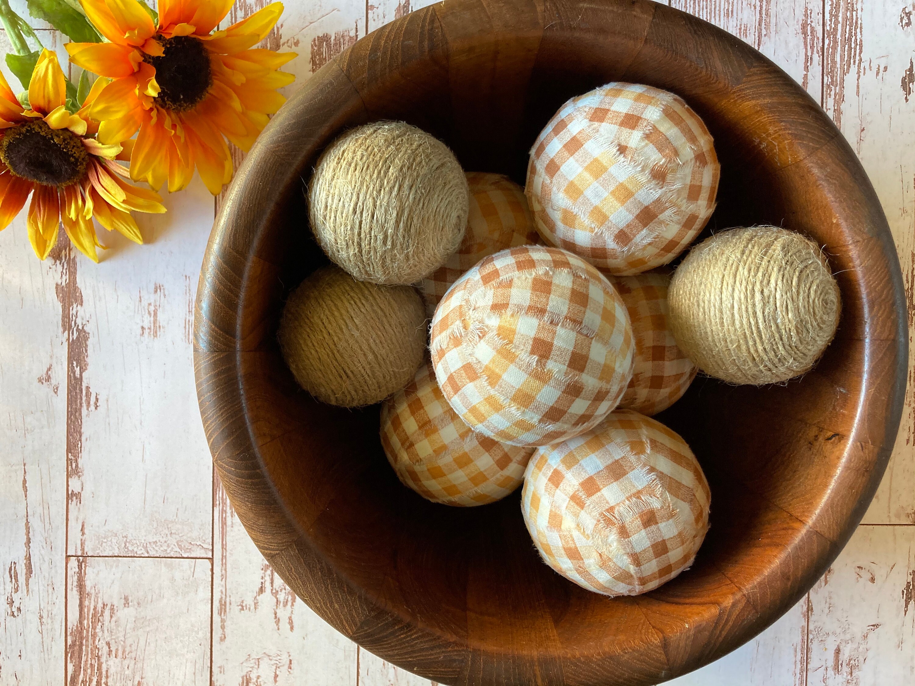 Harvest Farmhouse Rag Balls Fall Rustic Bowl Filler | Etsy