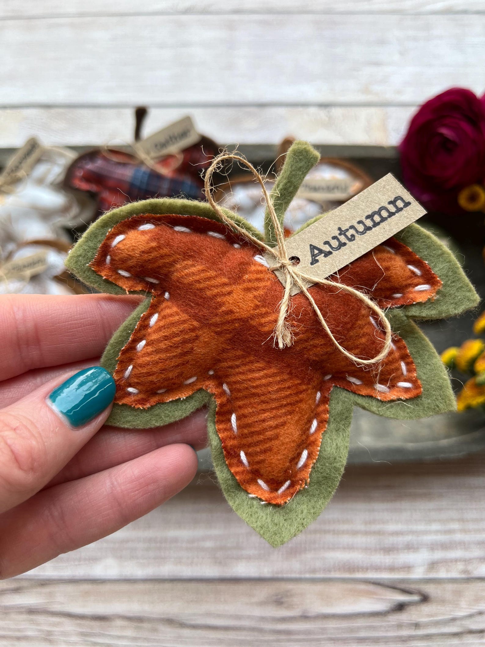 Rustic Autumn Felt Leaves for Tiered Trays, Primitive Fall Decor ...