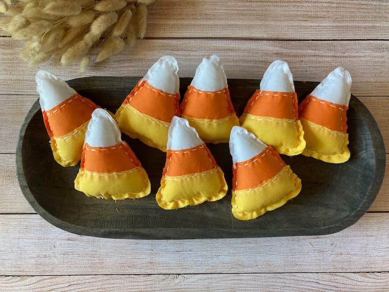 Hand Stitched Candy Corn Bowl Filler | Halloween Tiered Tray Decor - Etsy