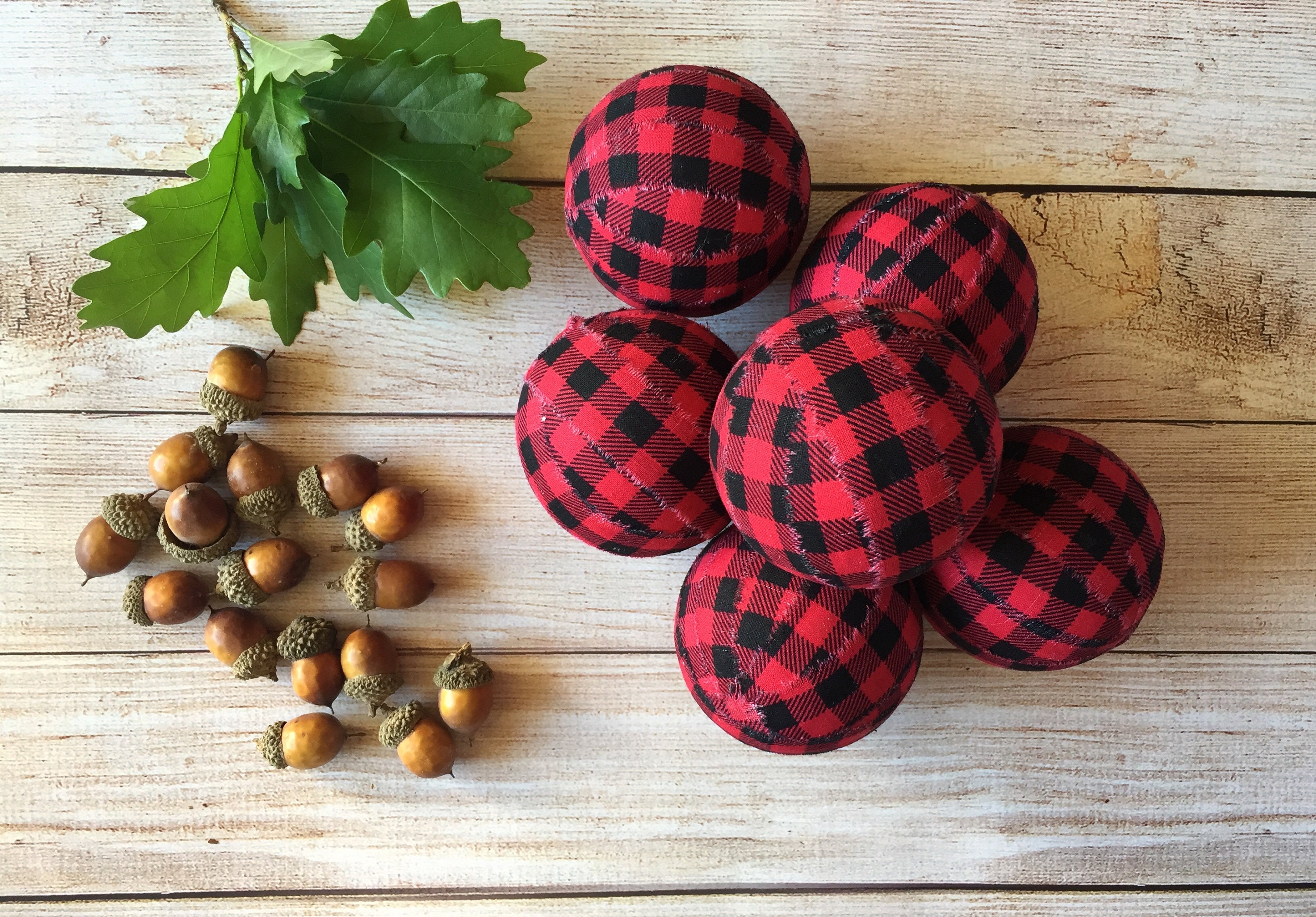 Red Buffalo Check Rag Balls Red Buffalo Plaid Tiered Tray - Etsy