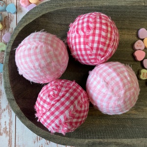 Valentine's Day Gingham Rag Balls | Rustic Valentine's Day Bowl Fillers ...