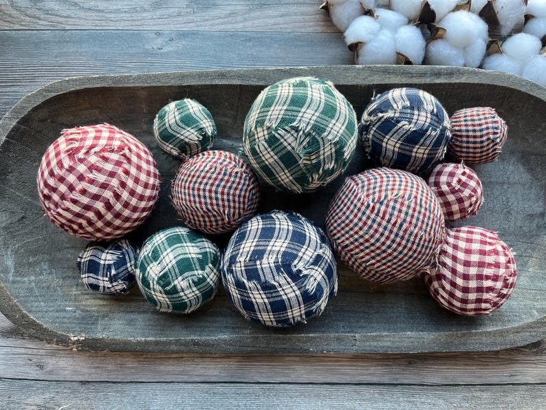 Primitive Rag Balls | Country Home Decor | Rustic Bowl Filler - Etsy